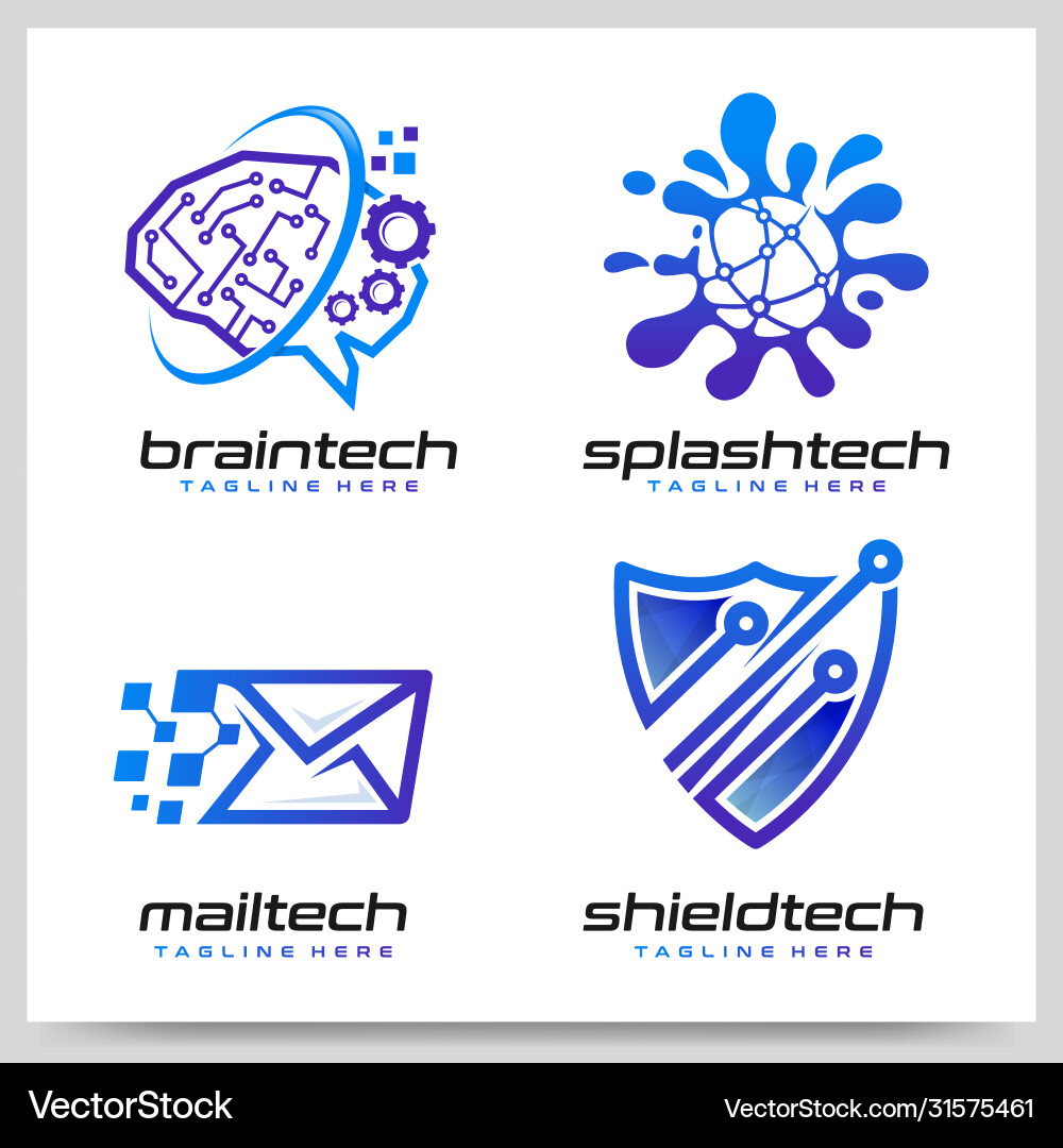 Collection digital technology design Royalty Free Vector