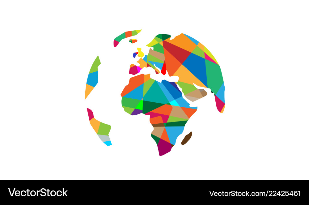 Colorful World Polygon Logo Royalty Free Vector Image
