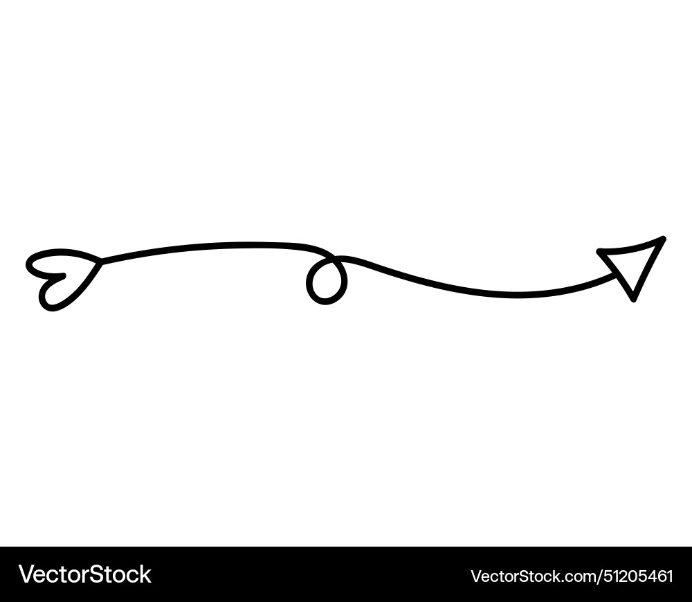 Cute doodle arrow with heart Royalty Free Vector Image