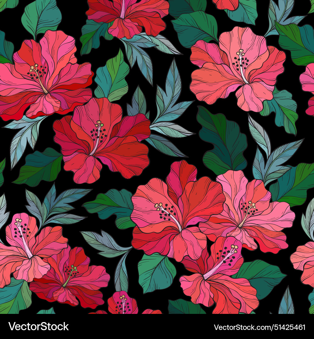 Exotic seamless design red hand drawing Royalty Free Vector