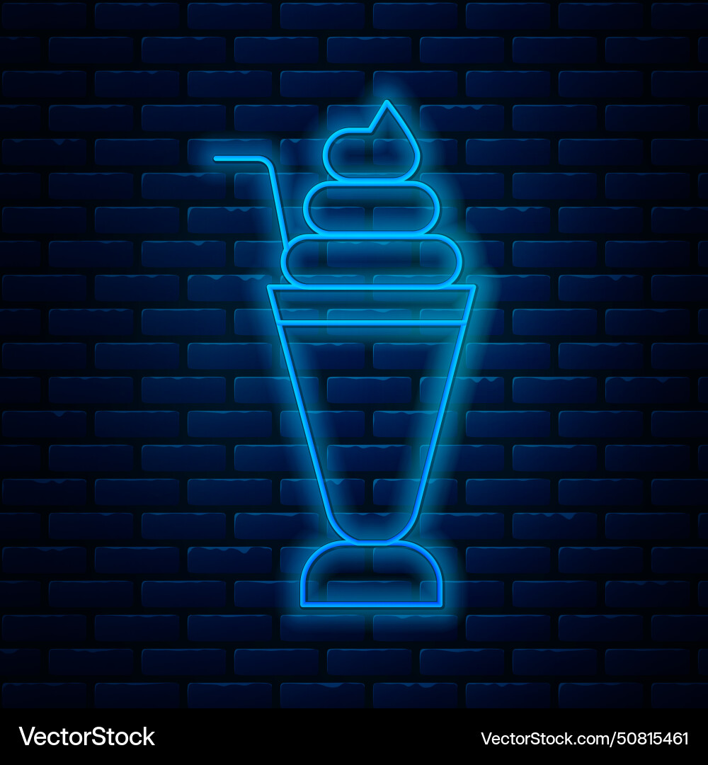 Glowing neon line milkshake icon isolated Vector Image