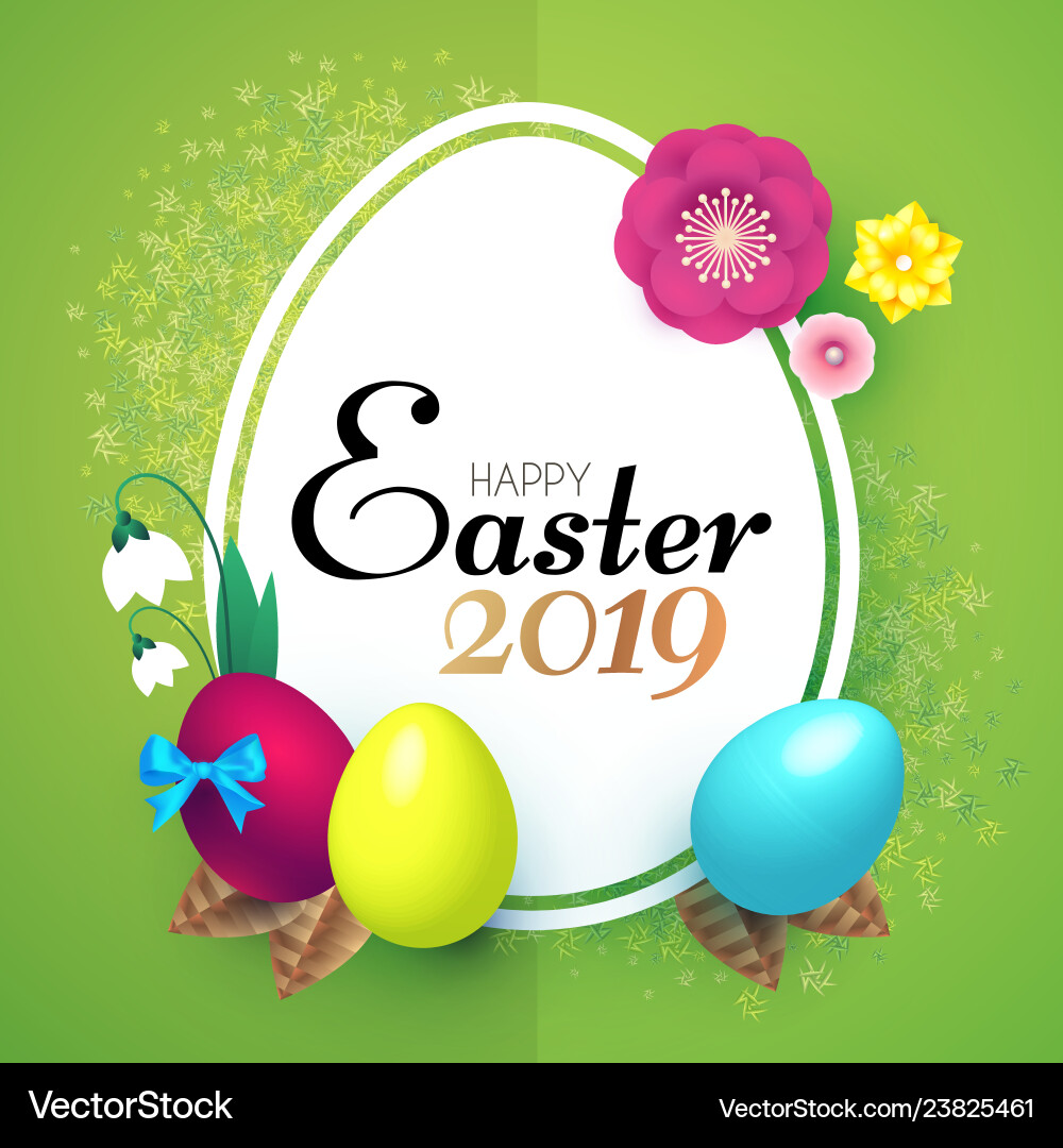 Happy easter design template with realistic Vector Image