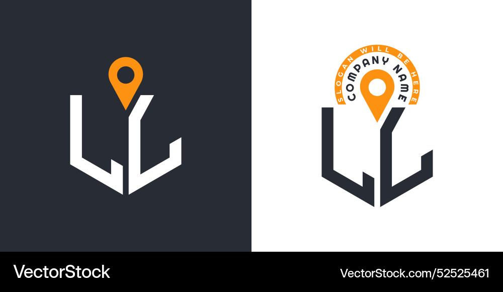 Ll location logo bundle letter dual icons Vector Image