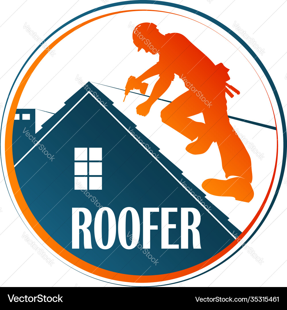 Roofer with Tool Symbol Royalty Free Vector Image