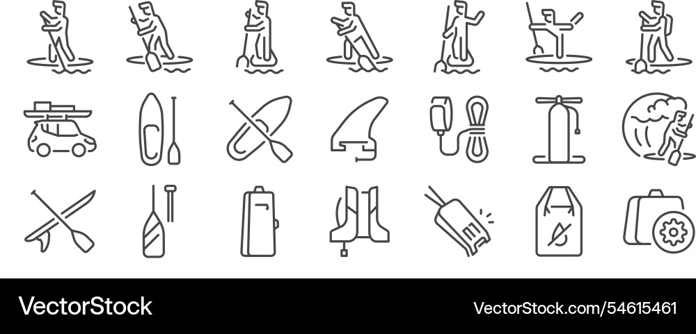 Stand up paddle board icon set Royalty Free Vector Image