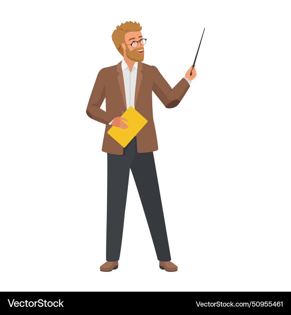 Teacher pointing with pointer university Vector Image