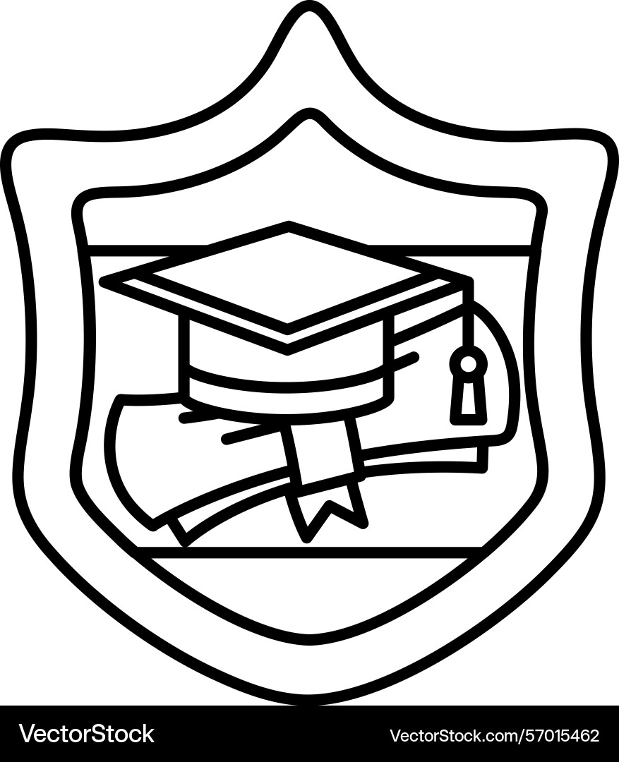 A shield with graduation cap Royalty Free Vector Image