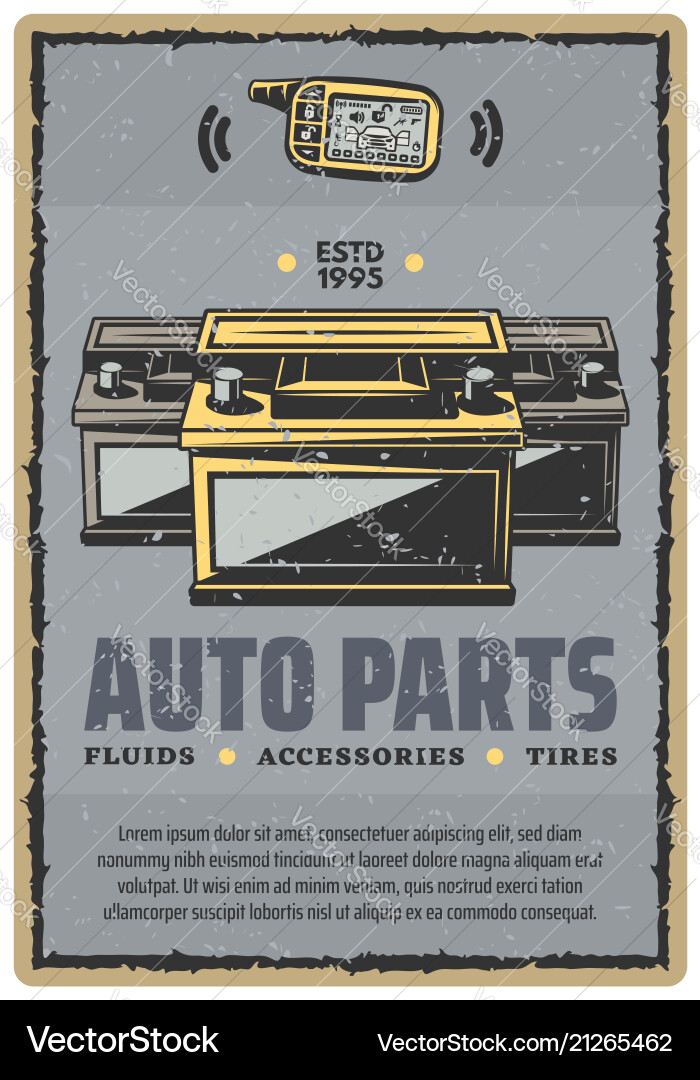 Car auto parts retro poster Royalty Free Vector Image