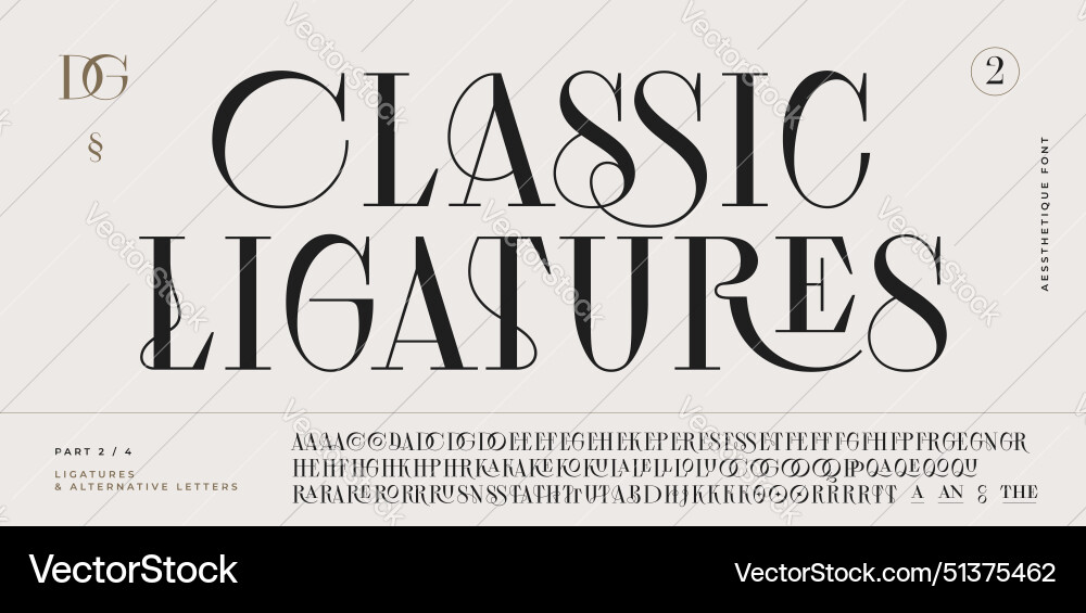 Classic serif font headline alphabet Royalty Free Vector