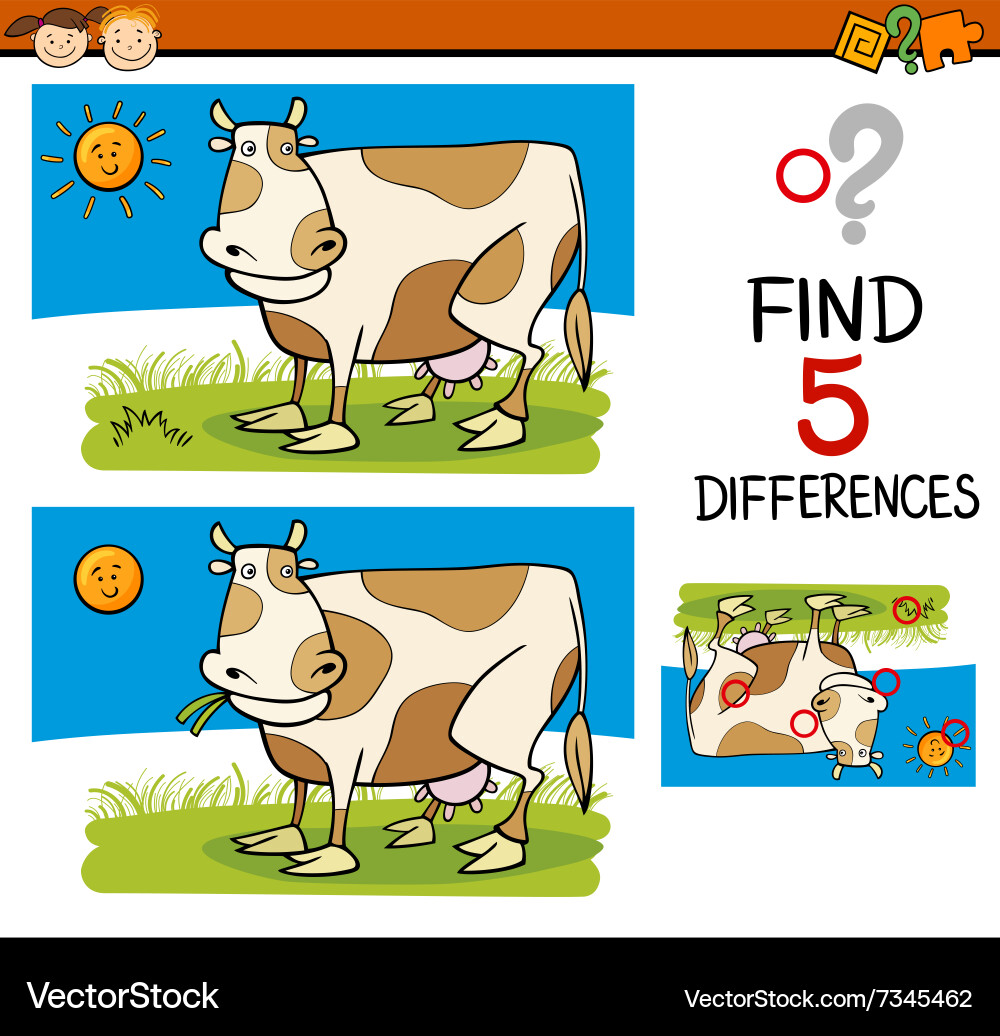 Differences task for children Royalty Free Vector Image