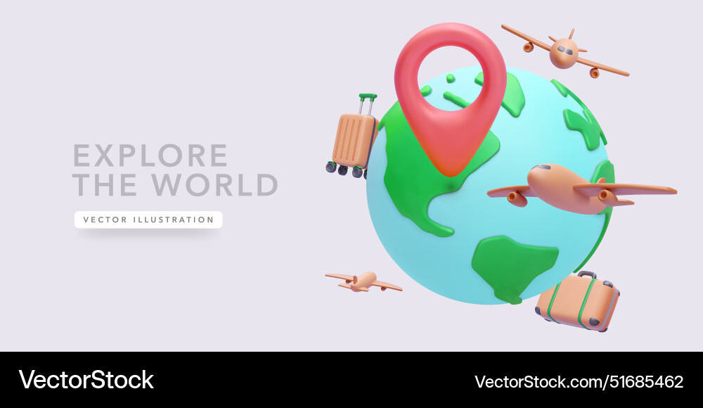 Explore the world concept poster in realistic Vector Image
