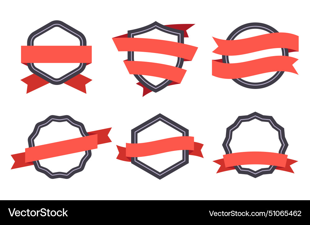Flat ribbon banner badge premium quality Vector Image