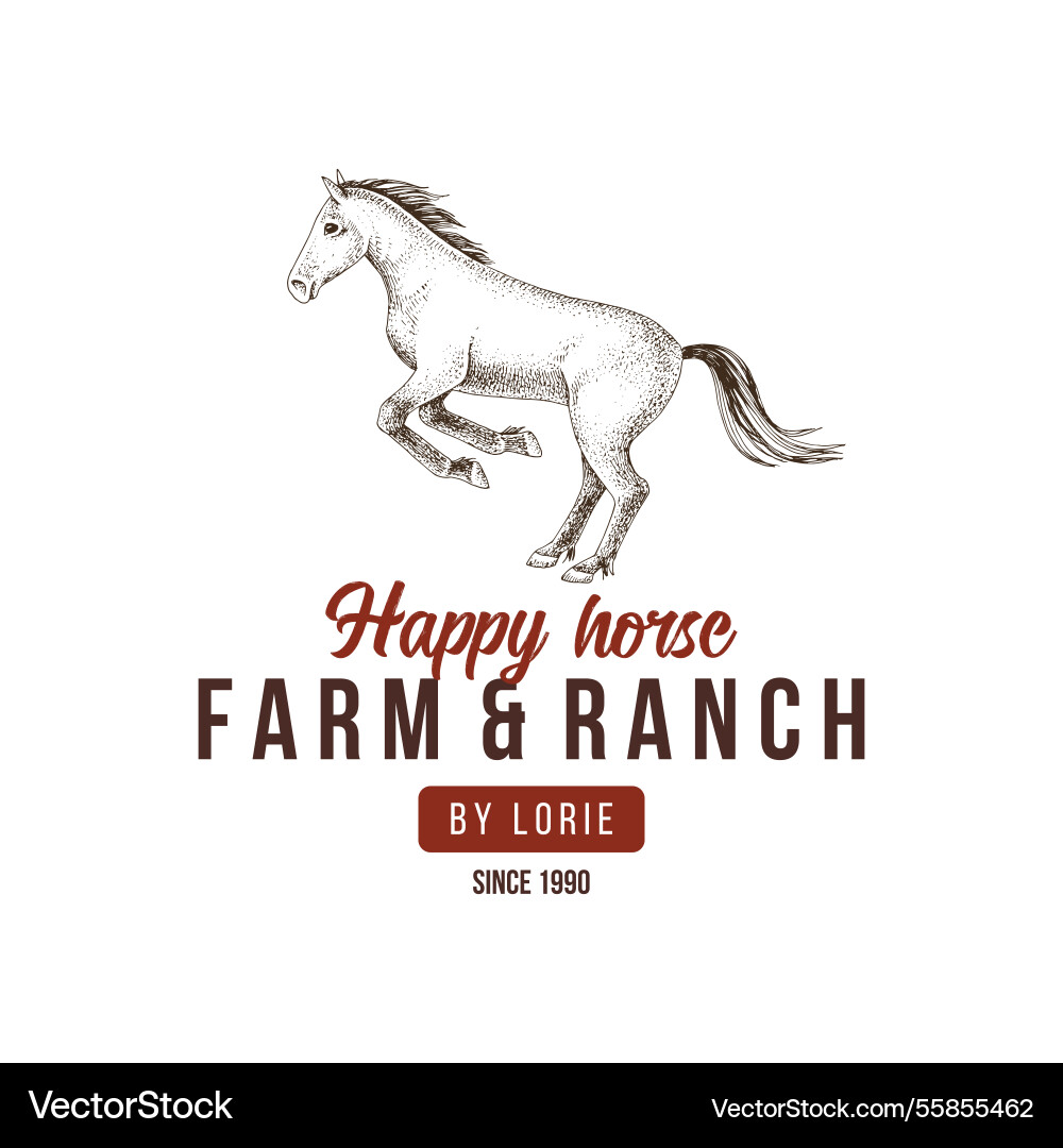 Happy horse farm and ranch logo template Vector Image