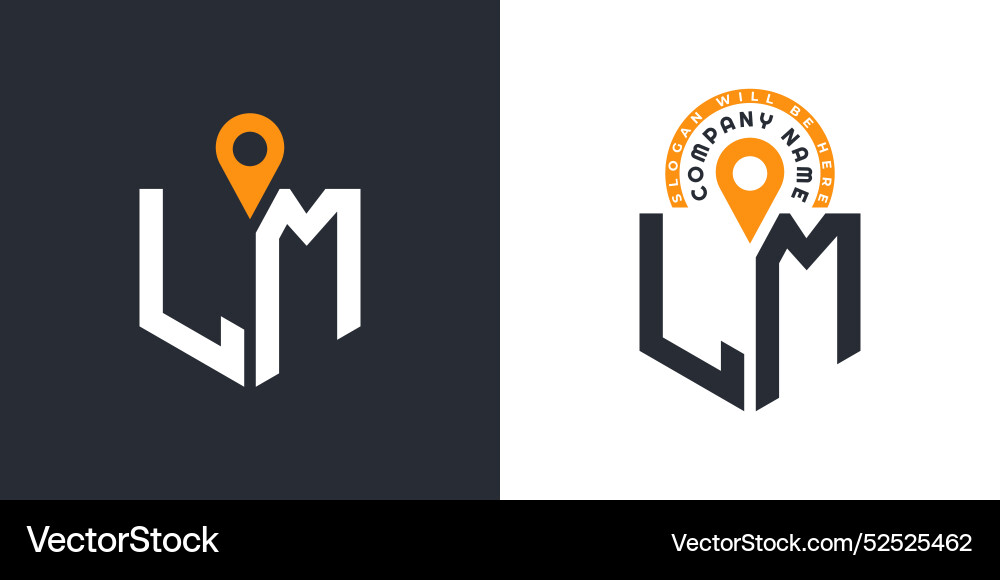 Lm location logo bundle letter dual icons Vector Image
