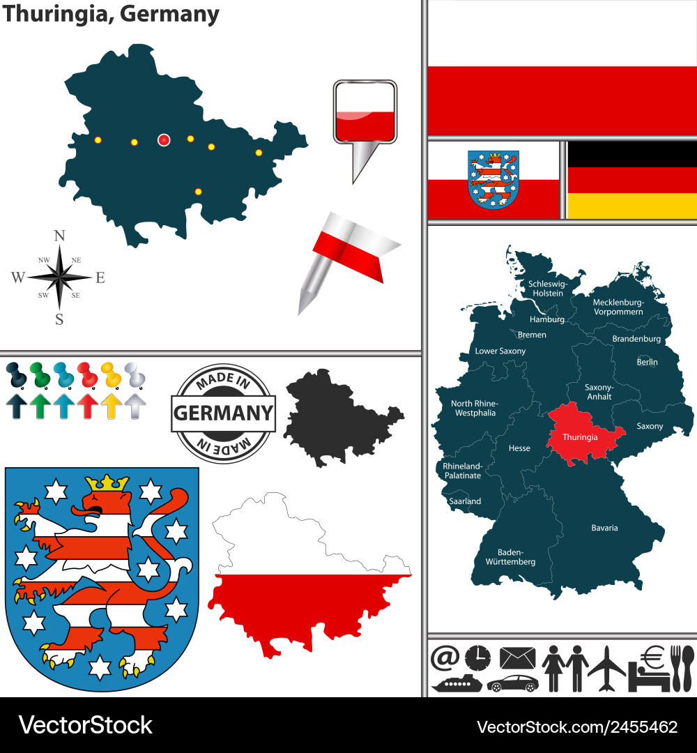 Map of thuringia Royalty Free Vector Image - VectorStock