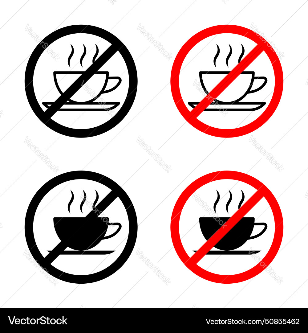 No coffee cup sign icon set prohibition Royalty Free Vector