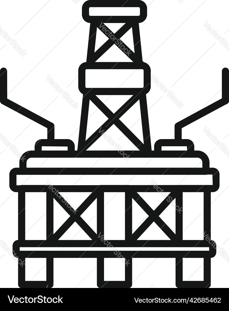 Offshore rig icon outline oil sea Royalty Free Vector Image