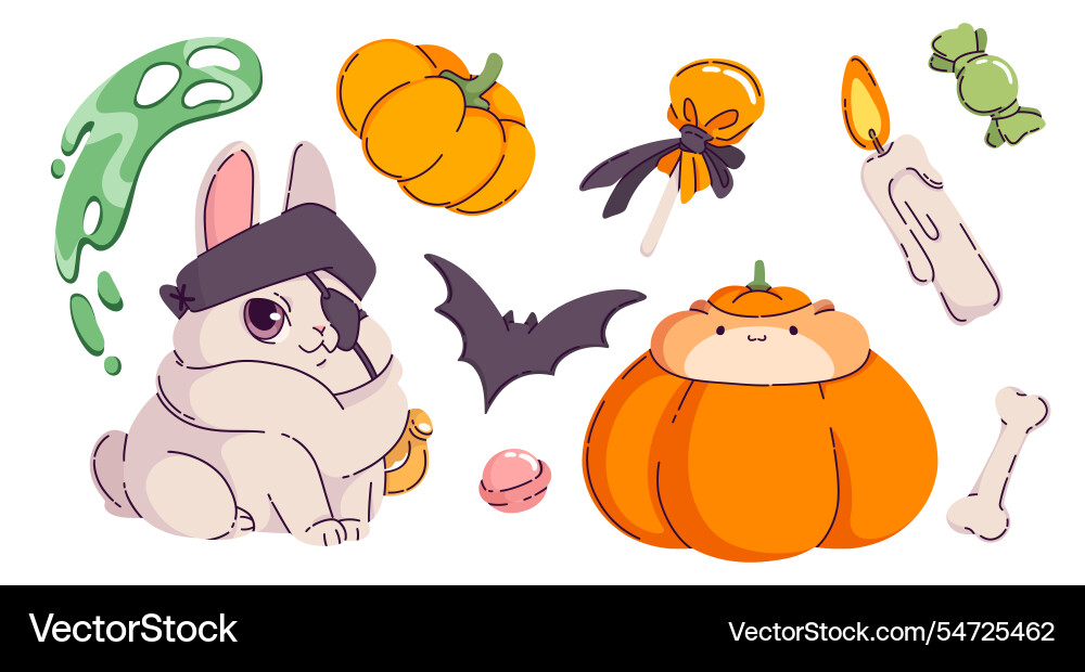 Playful halloween with kawaii kids elements Vector Image