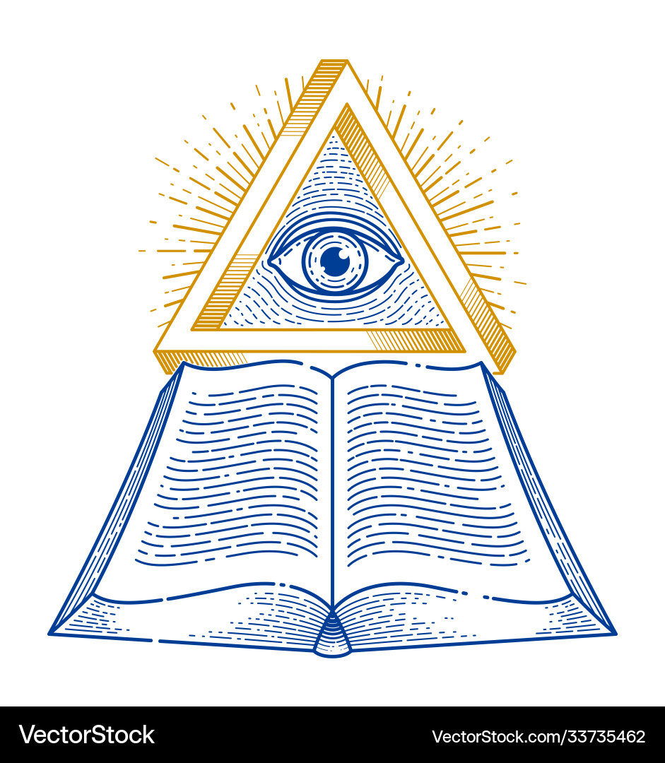 Secret knowledge vintage open book with all Vector Image