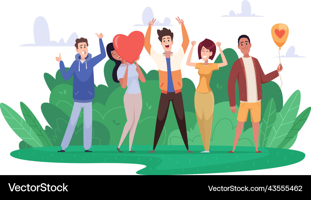 Volunteers background lovely persons making Vector Image