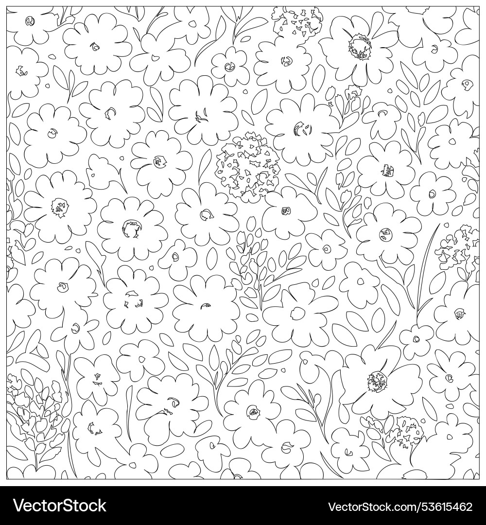Wildflowers flower pattern outline sketch Vector Image