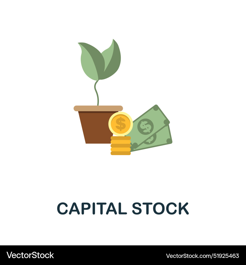Capital stock flat icon colored sign from Vector Image
