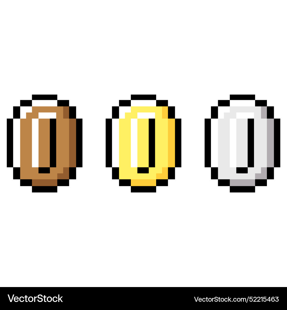 Coin game pixel collection Royalty Free Vector Image