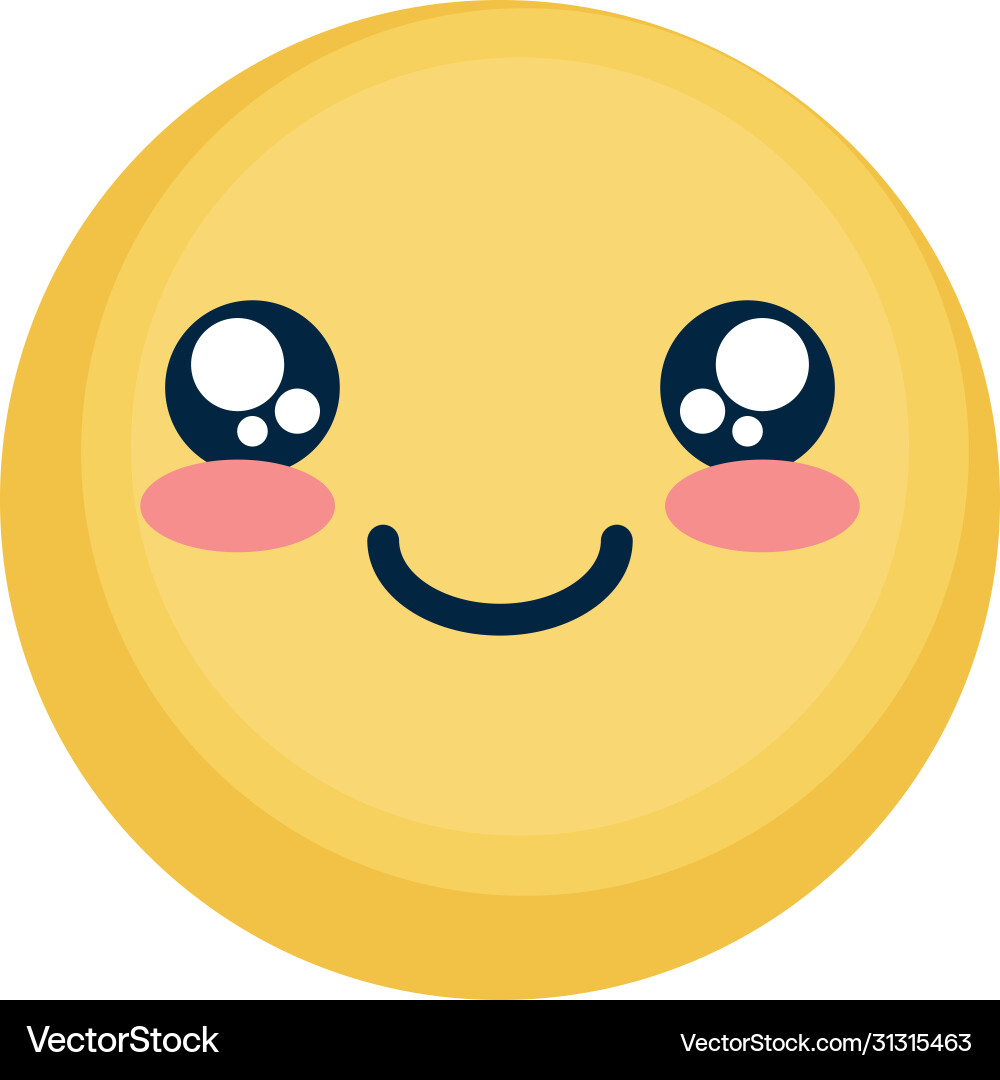 Cute happy emoji icon flat style Royalty Free Vector Image