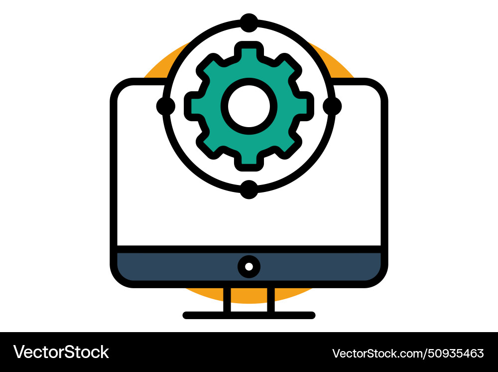 Development icon monitor with gear related Vector Image