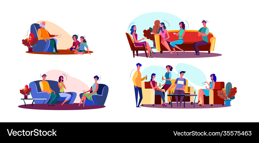 Friendly meeting set Royalty Free Vector Image