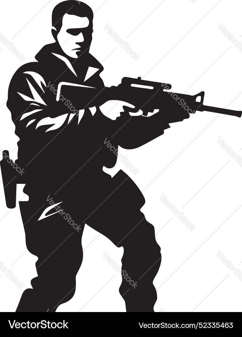 Frontline firearm black emblem army gunner Vector Image