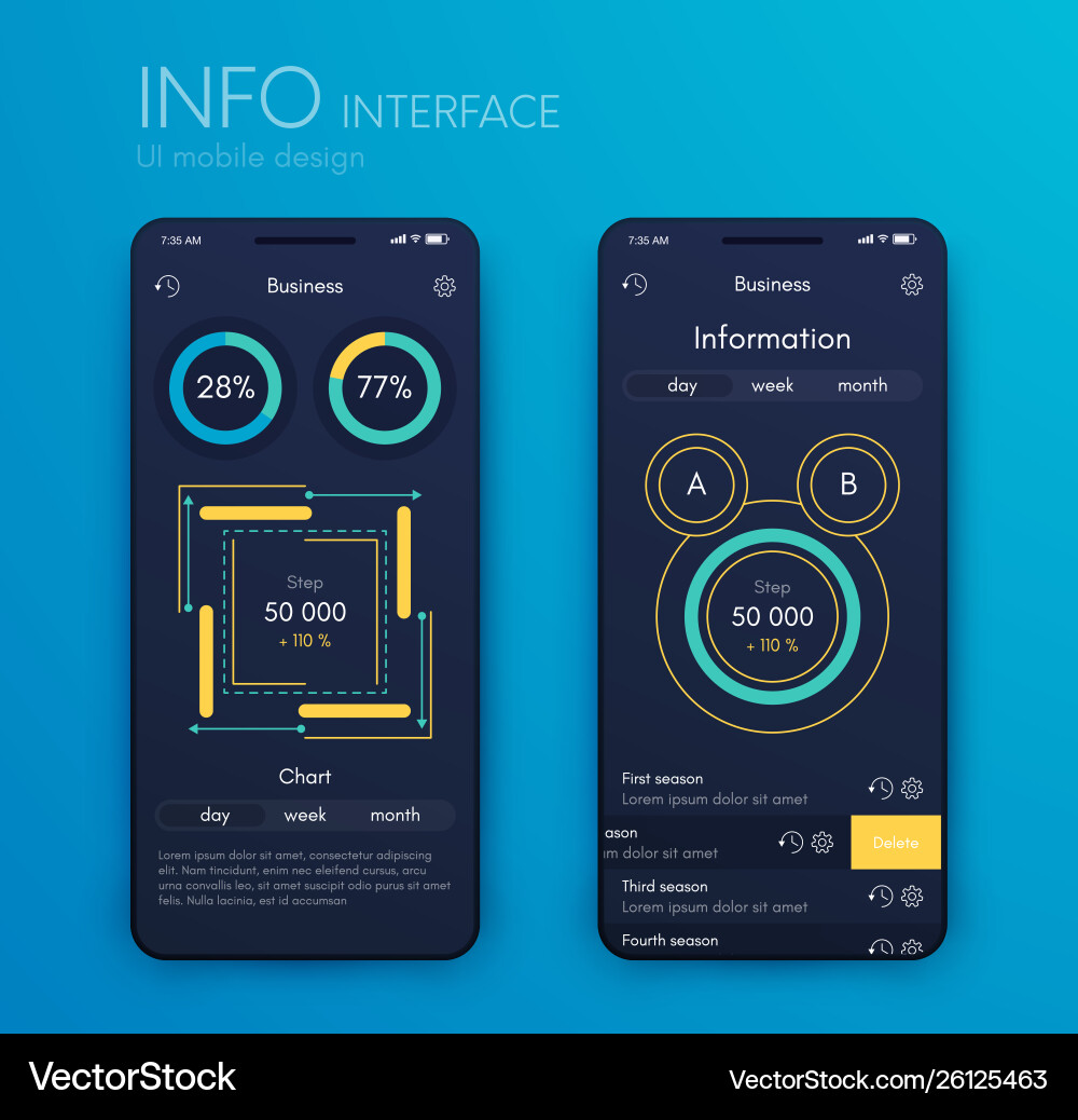 Graphics mobile infographics with three Royalty Free Vector