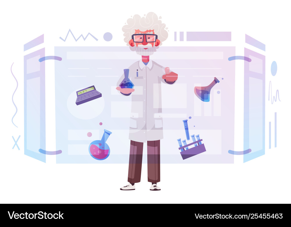 Smart scientist character cartoon Royalty Free Vector Image