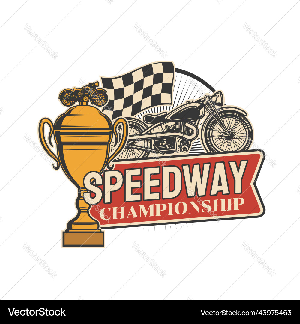 Speedway championship icon motorcycle races cup Vector Image