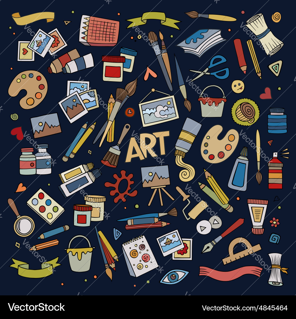 Art and craft symbols objects Royalty Free Vector Image