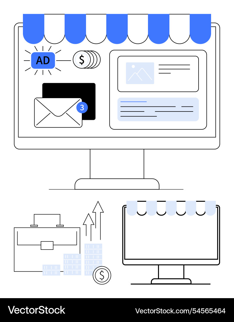 Digital marketing and e-commerce elements on Vector Image