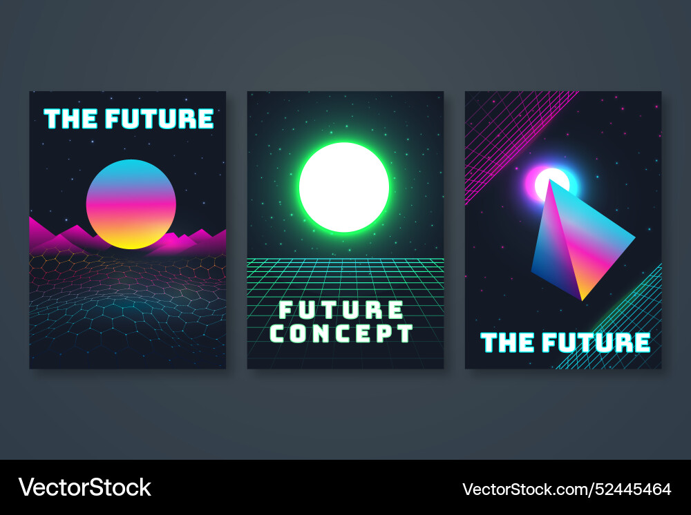 Gradient futuristic cover collection Royalty Free Vector