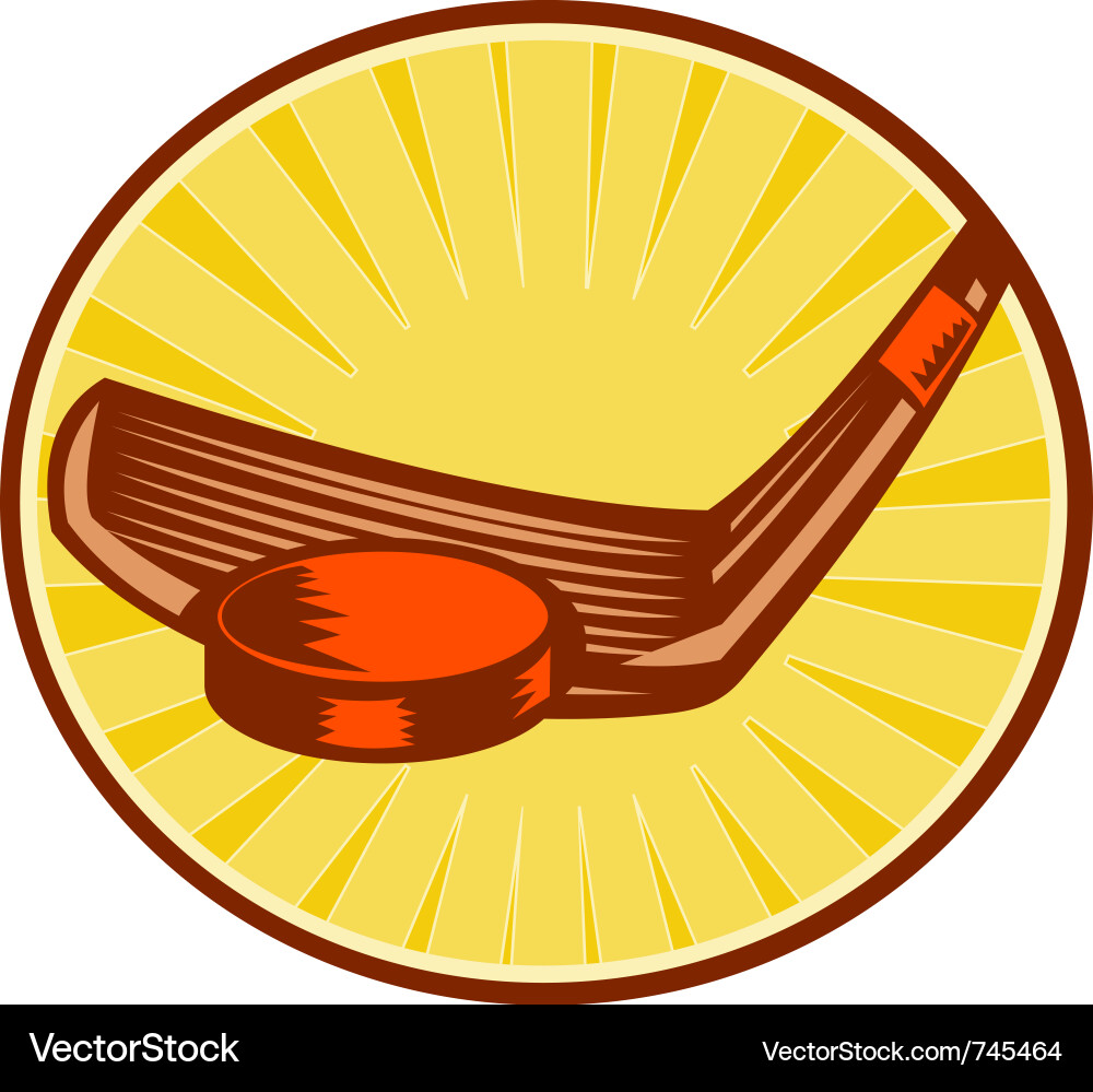 Ice hockey stick hitting a puck Royalty Free Vector Image