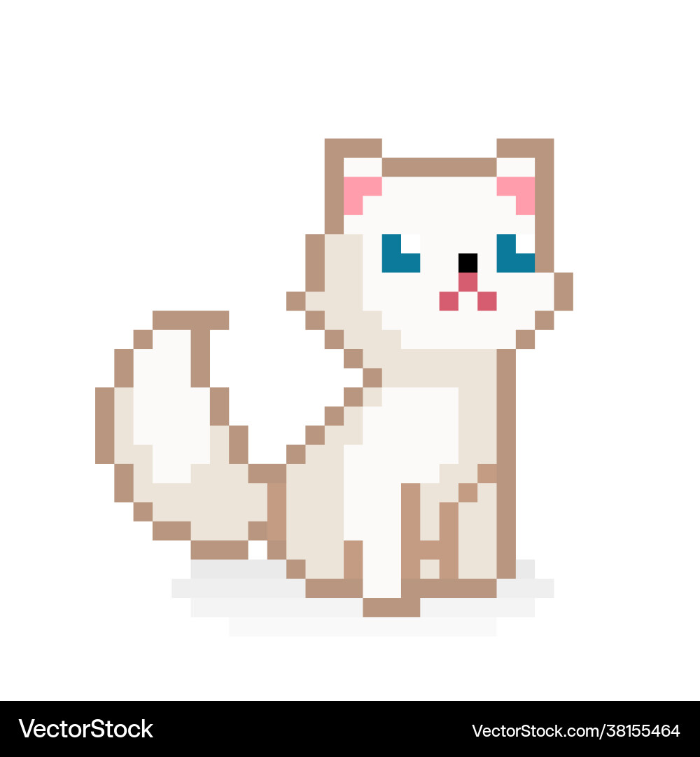 Pixel cat image for game assets Royalty Free Vector Image