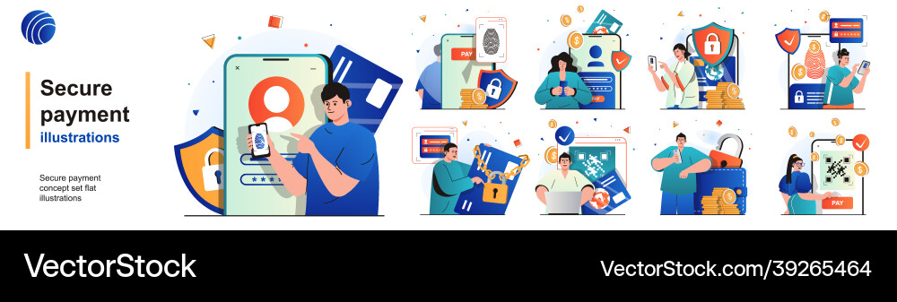 Secure payment isolated set protection Royalty Free Vector