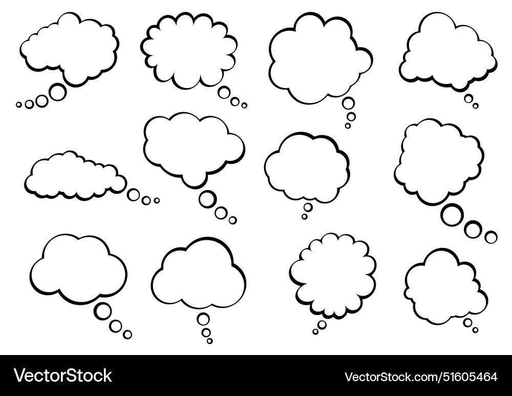Set of blank thought bubbles in various cloud Vector Image
