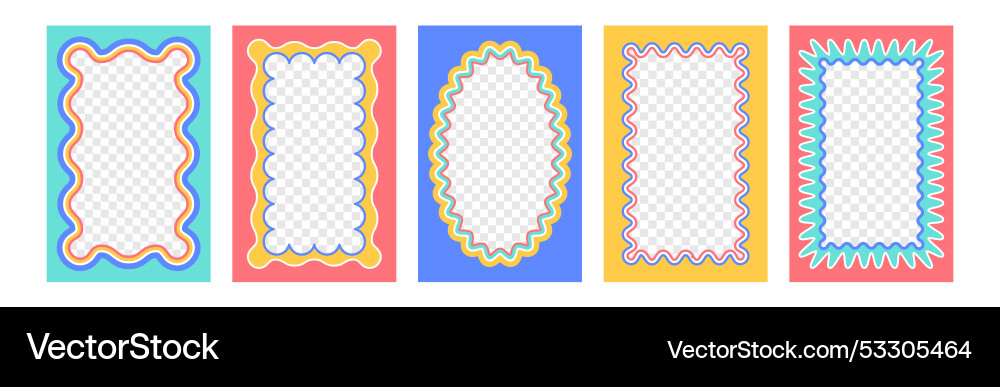 Set of color rectangle squiggle photo frames Vector Image