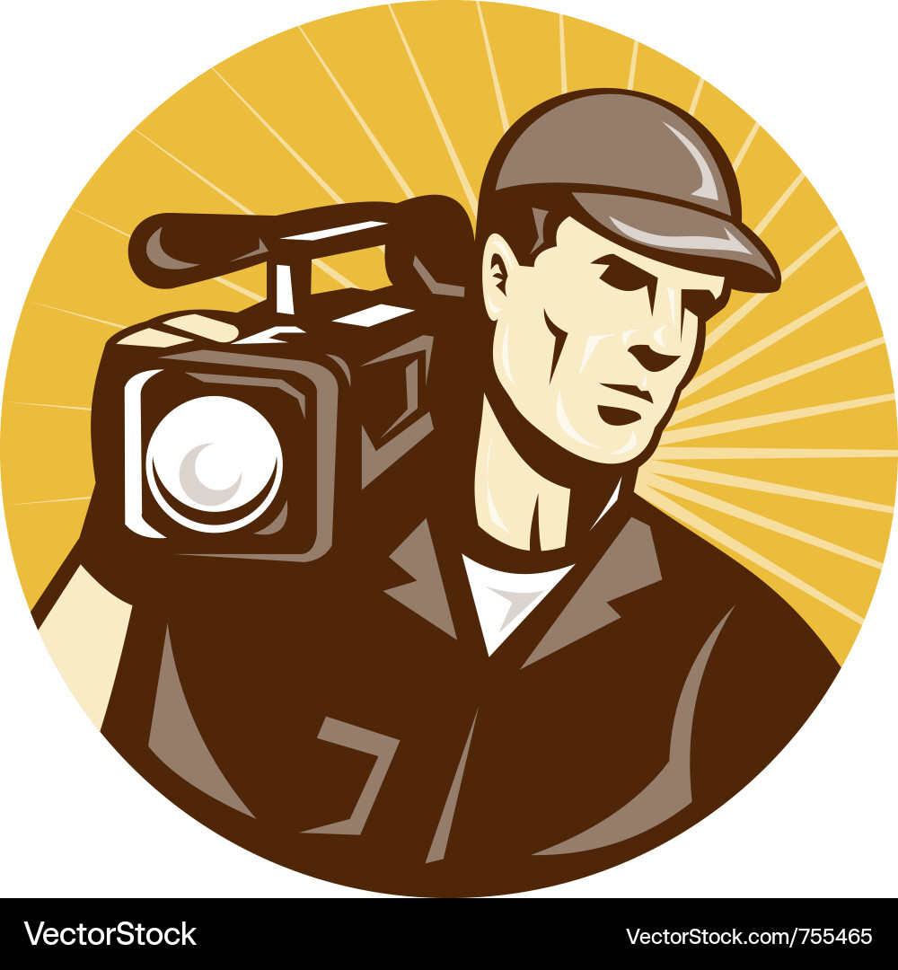 Cameraman holding movie camera Royalty Free Vector Image