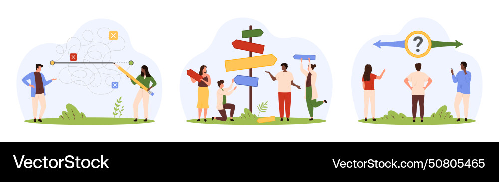 Choice of easy way right solution strategy set Vector Image