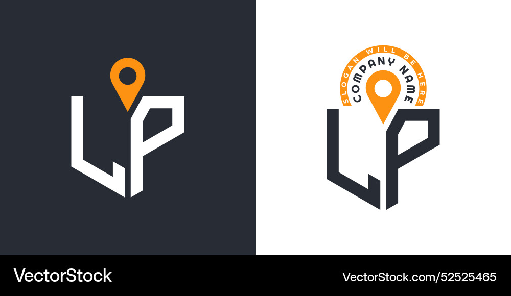 Lp location logo bundle letter dual icons Vector Image