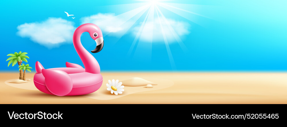 Pink flamingo inflatable swimming pool ring float Vector Image