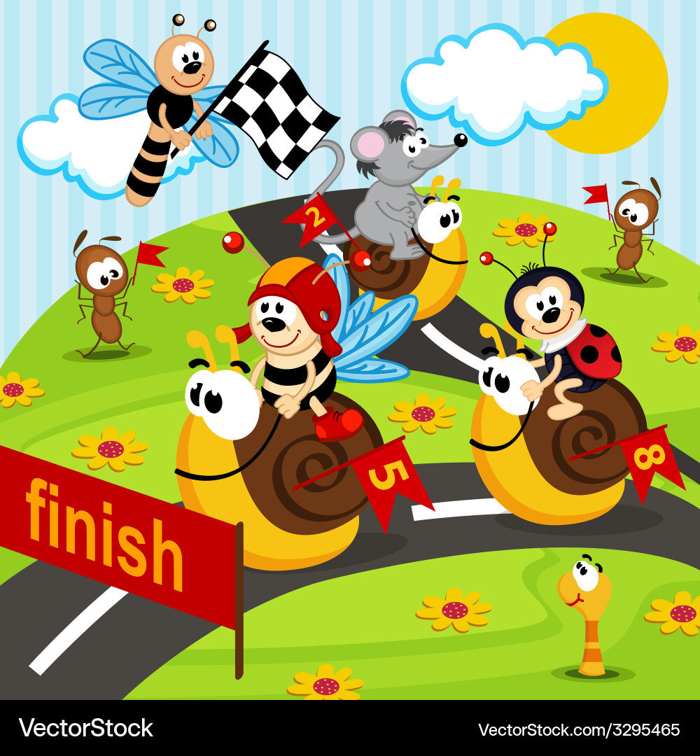 Race snails Royalty Free Vector Image - VectorStock