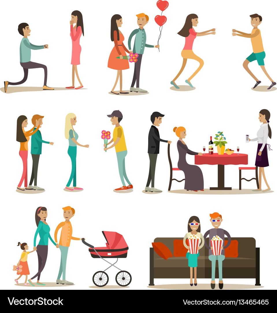 Romantic Couple Icons Royalty Free Vector Image