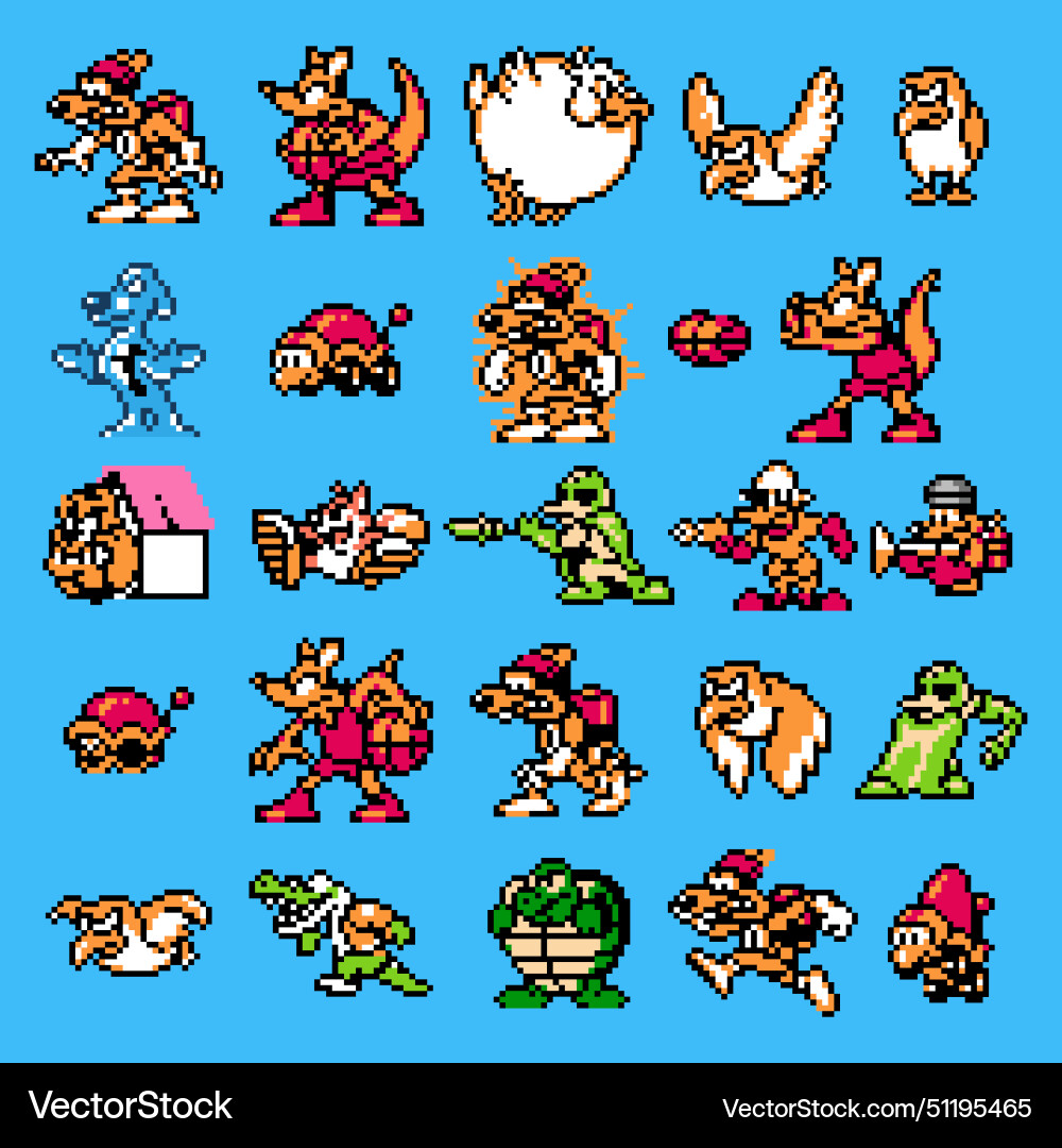 Set of enemies characters from 8-bit darkwing Vector Image