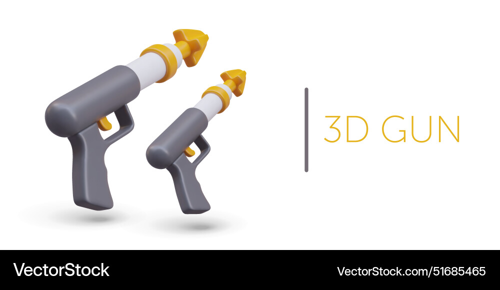 Side view on realistic 3d guns with yellow arrows Vector Image